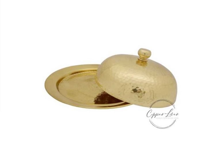 Brass Cloche Plate Platter with Domed Cover Serving Dish - Copper Lover
