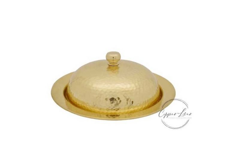 Brass Cloche Plate Platter with Domed Cover Serving Dish - Copper Lover